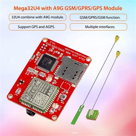 Elecrow Atmega 32u4 A9g Module Gprs Gsm Gps Board Quad Band 3