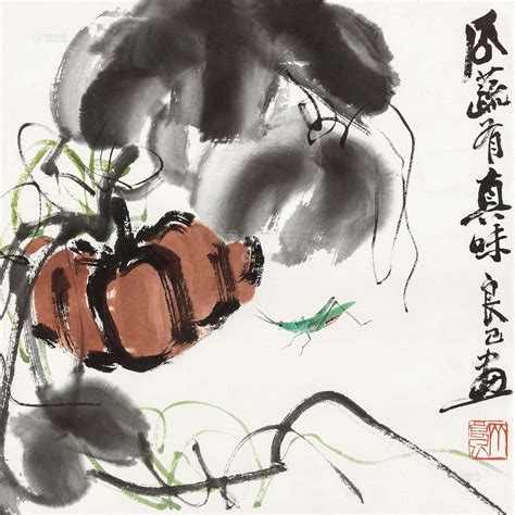 名家画南瓜图 南瓜写意国画作品 伤感说说吧