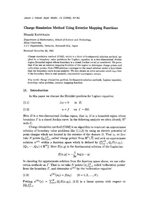 Pdf Charge Simulation Method Using Exterior Mapping Functions