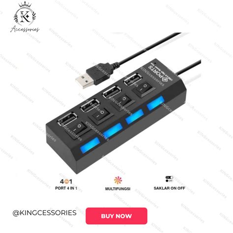 Jual Usb Hub Saklar Tombol On Off Lampu Led 4 Port Usb Hub Swicth 4port Ports Sambungan Kabel