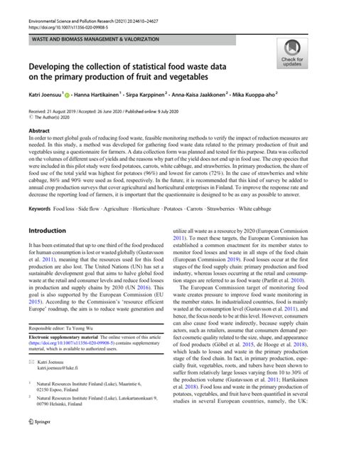 Joensuu Et Al 2021 Developing The Collection Of Statistical Food