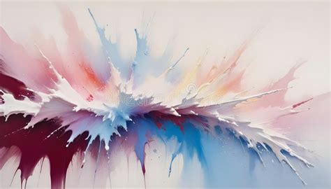 Abstract Painting With A Dynamic Explosion Of Pink Blue White And