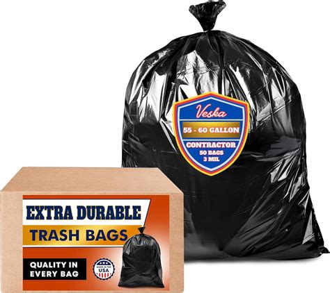 Extra Large Contractor Trash Bags Heavy Duty 55 60 Gallon 3 Mil 50