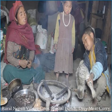 Nepali Village Mom Cooked Special Lunch Dry Meat Curry Lunch Curry