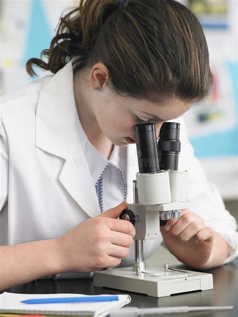 Girl Using Microscope In Laboratory Stock Images Image 31828974