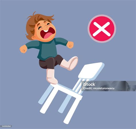 의자에서 떨어지는 아이 국내 사고 벡터 일러스트 레이 션 산만함에 대한 스톡 벡터 아트 및 기타 이미지 산만함 의자 가구 Istock