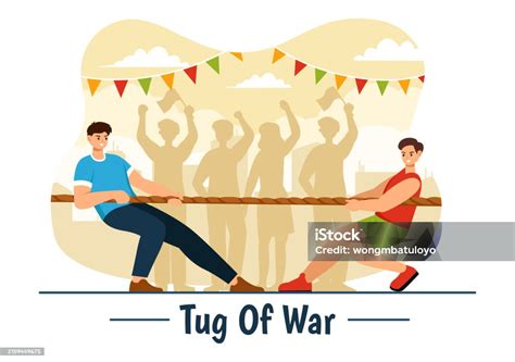 줄다리기 벡터 일러스트 레이 션 사람들 당김 의 반대쪽 끝 의 비즈니스 경쟁 또는 다른 사람 플랫 스타일 만화 배경 경쟁에 대한 스톡 벡터 아트 및 기타 이미지 Istock