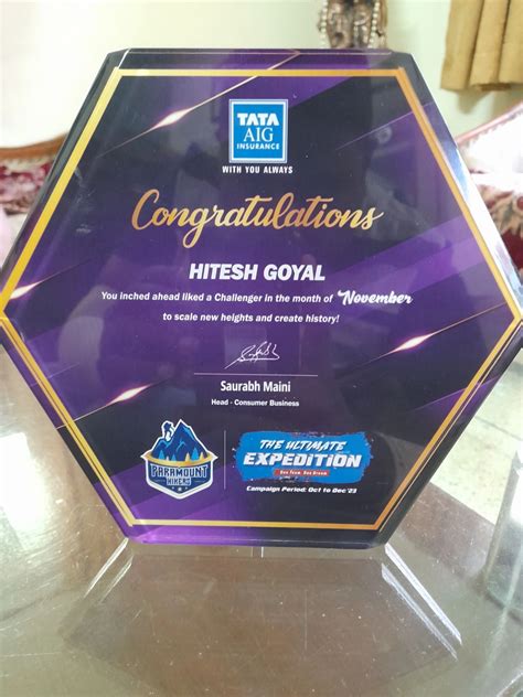 hitesh goyal on linkedin thanks to tata aig