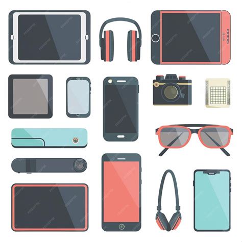 Premium Vector A Collection Of Electronic Devices Including A Camera