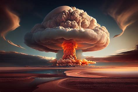Premium Ai Image Tsar Bomba Mushroom Cloud Nuke Generative Ai