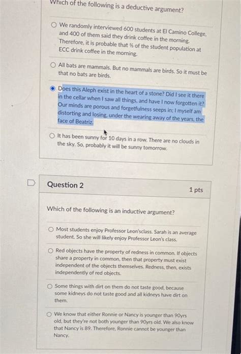 Which Of The Following Is A Deductive Argument We