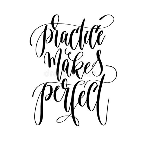 Practice Makes Perfect Hand Lettering Text Positive Quote Stock Vector Illustration Of
