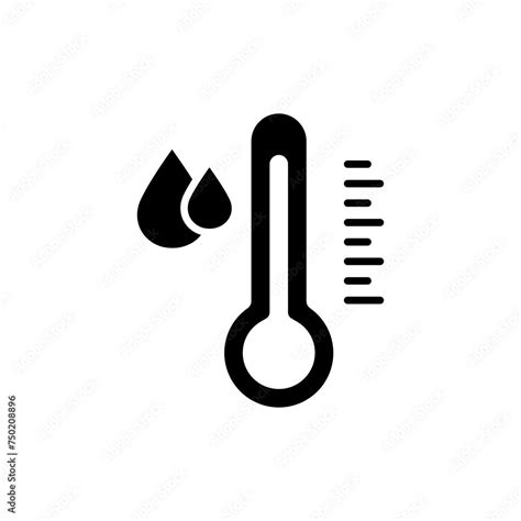Water Temperature Indicator Icon Mercury Thermometer And Water Drop
