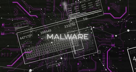 Image Of Malware Text Binary Codes Loading Bars Changing Numbers On Connected Dots Stock