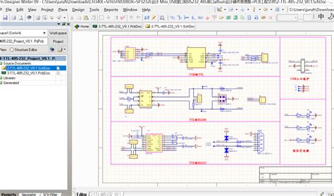 Ch340esit65hvd08drsp3232e设计 Miniusb接口转rs232485串口altium设计硬件原理图pcb工程
