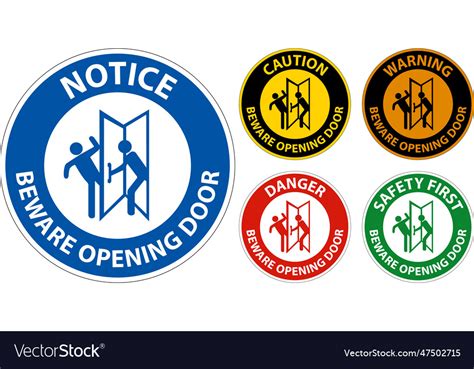 Beware Opening Door Sign On White Background Vector Image