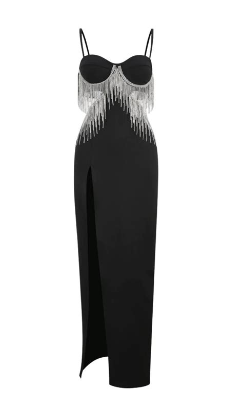 Crystal Maxi Dress In Black Redcit