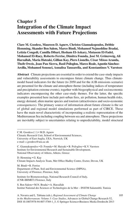 Pdf Integration Of The Climate Impact Assessments With Future Projections In Regional