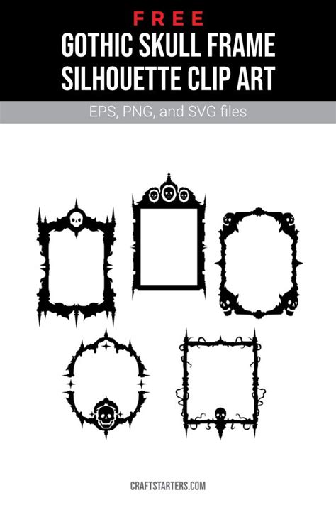 Free Gothic Skull Frame Silhouette Clip Art Silhouette Clip Art Clip