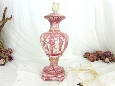 VENDU Ancien grand pied de lampe céramique rose Le Grenier de Lisette