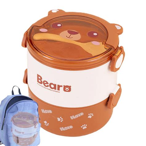 Tohuu Lunch Box Containers Cartoon Leak Proof Thermal Bento Box Set Stackable Bento Lunch Box