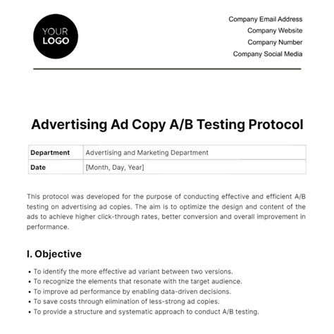 Advertising Ad Copy Ab Testing Protocol Template Edit Online