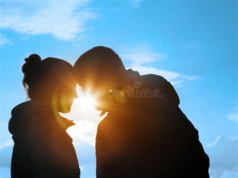 Woman Is Kissing Her Reflection In The Mirror Stock Image Image Of