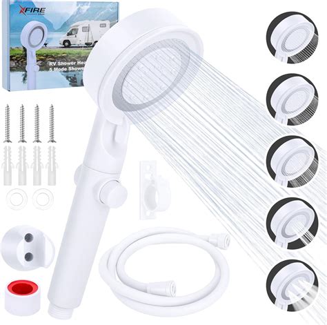 51 Mode High Pressure Replacement White Rv Shower Head With Hose On