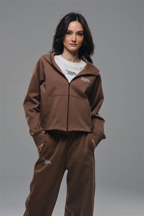 Somemoss შოკოლადისფერი ელვა შესაკრავით ზედა და შარვალი ფართო