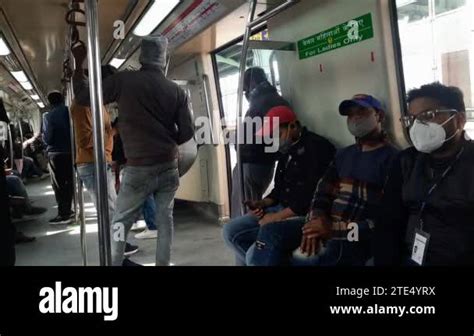 New Delhi India January 4 2022 View Inside Delhi Metro Station After