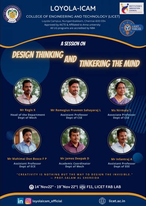Session On Design Thinking And Tinkering The Mind Licet