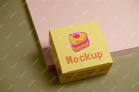 Premium Psd 8 Bit Pixelated Box Packaging Mockup Design