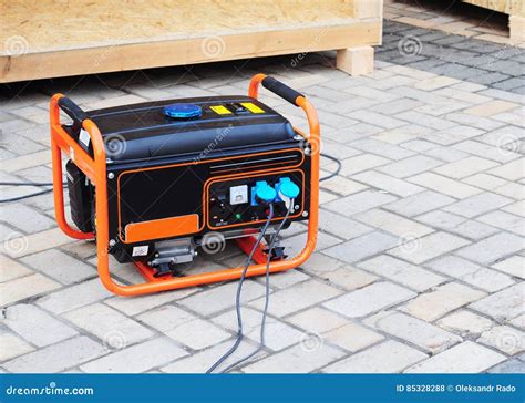 Gasoline Portable Generator On The House Construction Site Close Up On