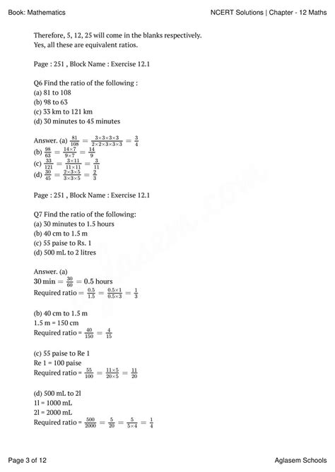 NCERT Solutions Class Maths Chapter Ratio And Proportion