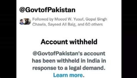 Twitter Account Of Pakistan Government Withheld In India India News