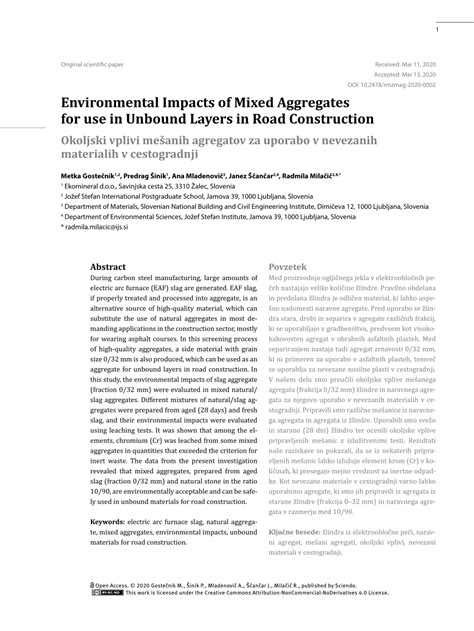 Pdf Environmental Impacts Of Mixed Aggregates For Use In Unbound Layers In Road Construction