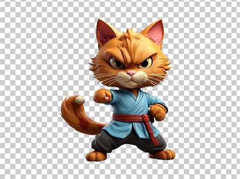 Premium Psd Cartoonish 3d Image Of Kung Fu Cat