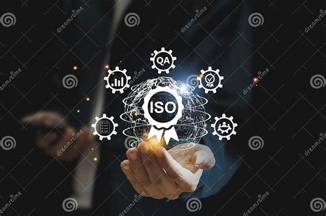 Businessman Iso Symbol Showing Quality Assurance On Virtual Screen