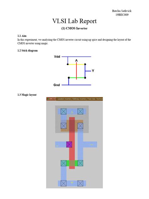 Vlsi Lab Report Pdf Cmos Electrical Circuits