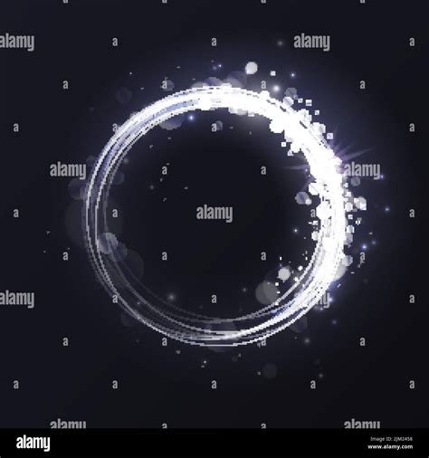 Silver Luminous Spark Ring Abstract Light Frame Effect Vector