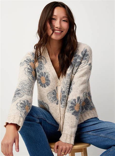 Frosted Jacquard Cardigan Contemporaine Shop Womens Cardigans Simons