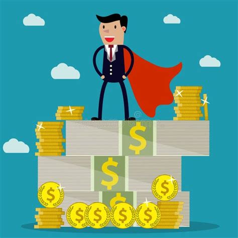 Hombre De Negocios Que Se Coloca En La Pila De Dinero Enorme