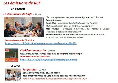 La Journée Mondiale du Migrant et du Réfugié c est aussi sur RCF