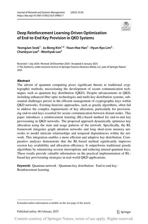 Deep Reinforcement Learning Driven Optimization Of End To End Key Provision In QKD Systems