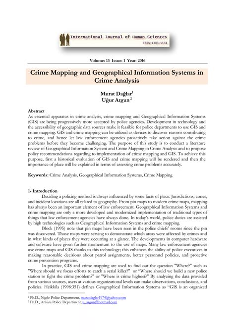 Pdf Crime Mapping And Geographical Information Systems In Crime Analysis