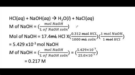 calculate the concentration in molarity of an naoh so
