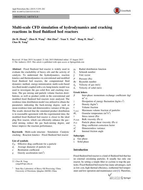 Pdf Multi Scale Cfd Simulation Of Hydrodynamics And Cracking Reactions In Fixed Fluidized Bed