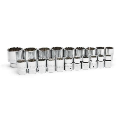 20 Pc 3 4 Drive 12 Point Metric Standard Length Socket Set
