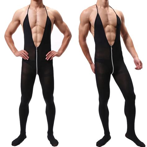 남녀공용 지퍼 바디 수트 남성 멜빵 속옷 페티쉬 란제리 게이 섹시 바디 스타킹 에로틱 남성 의류 Aliexpress