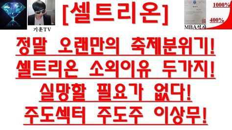 주식투자 셀트리온정말 오랜만의 축제분위기셀트리온 소외이유 두가지실망할 필요가 없다주도섹터 주도주 이상무 Youtube